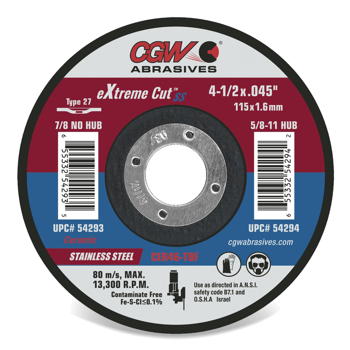 CGW SS Cut-Off Wheel - 6in x 5/8-11in 46 Grit (54298) Pk.10 – Crossfire Welders
